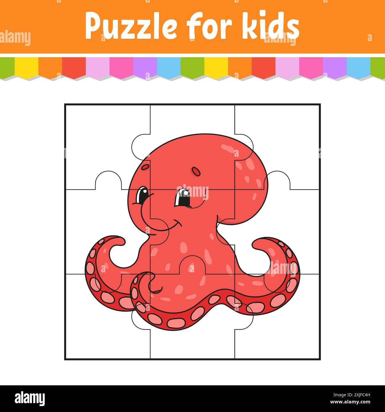 Puzzle game for kids. Jigsaw pieces. Color worksheet. Activity page ...