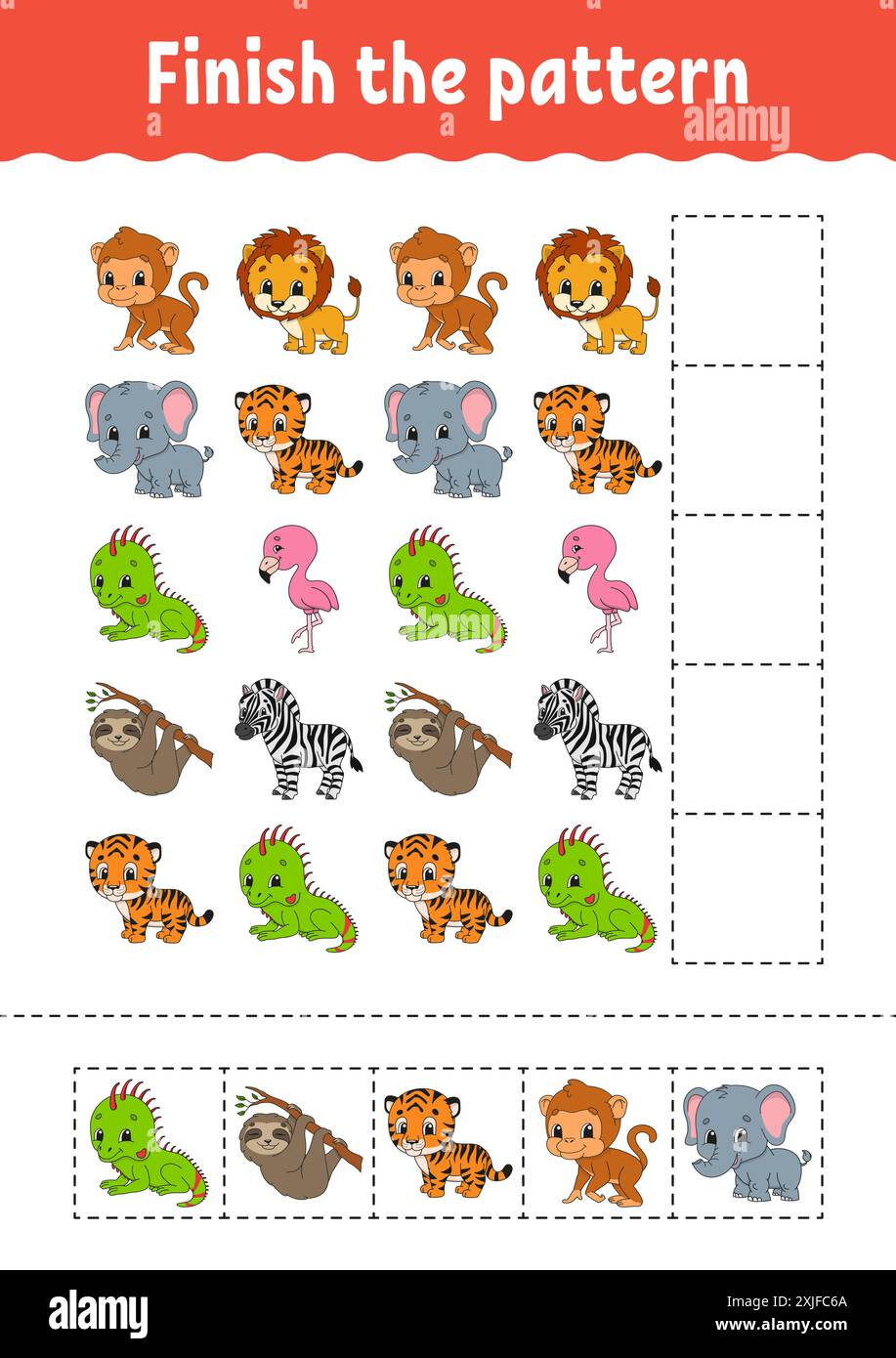 Finish the pattern. Cut and play. Education developing worksheet ...