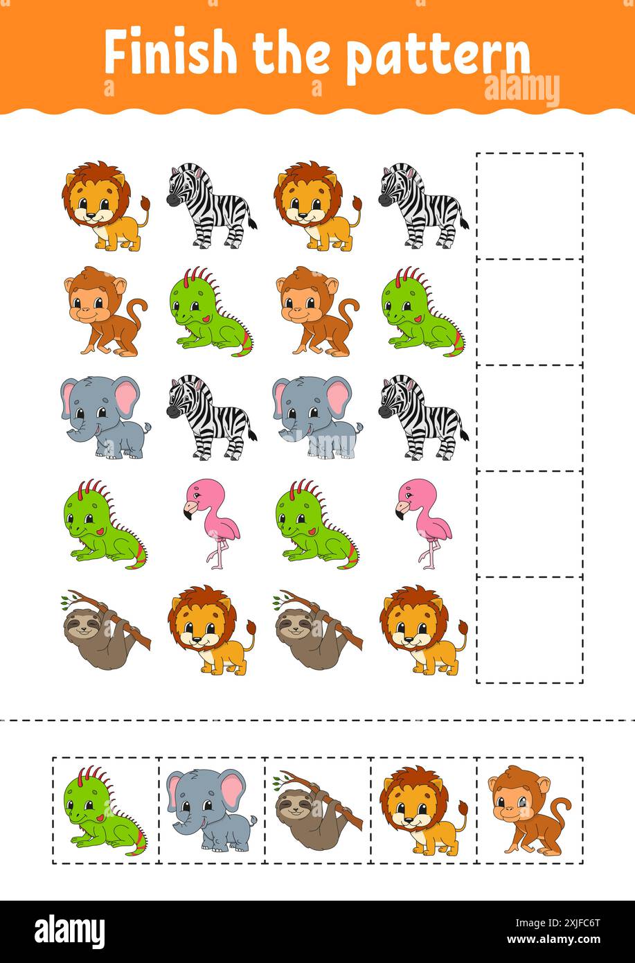 Finish the pattern. Cut and play. Education developing worksheet ...