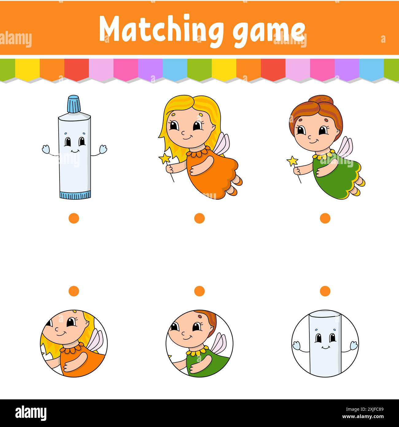 Matching game for kids. Education developing worksheet. Draw a line ...