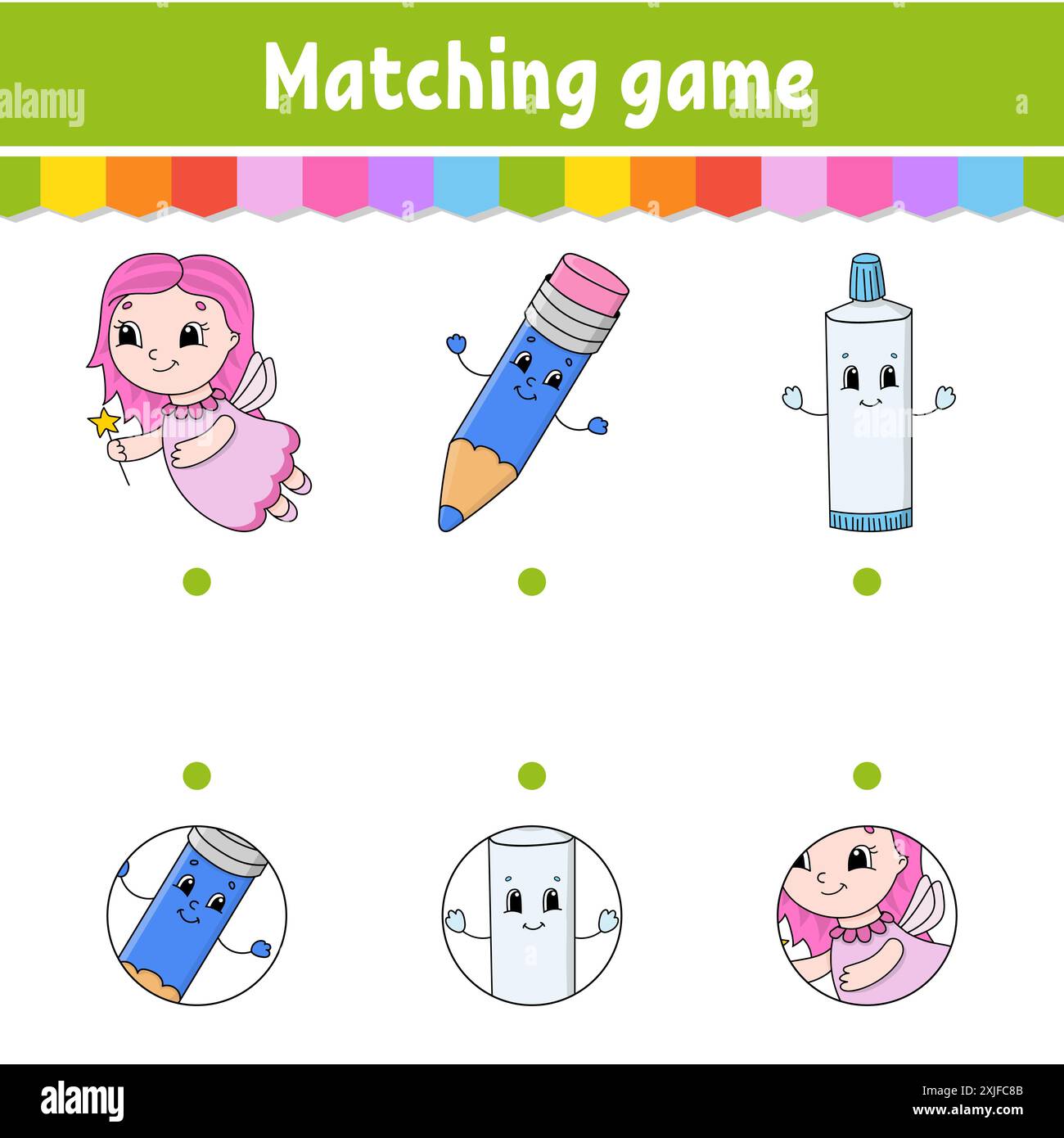 Matching game for kids. Education developing worksheet. Draw a line ...