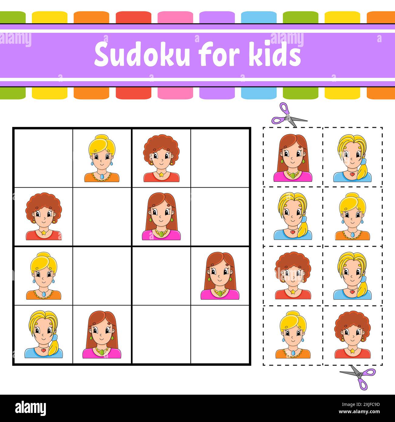 Sudoku for kids. Education developing worksheet. Activity page with ...