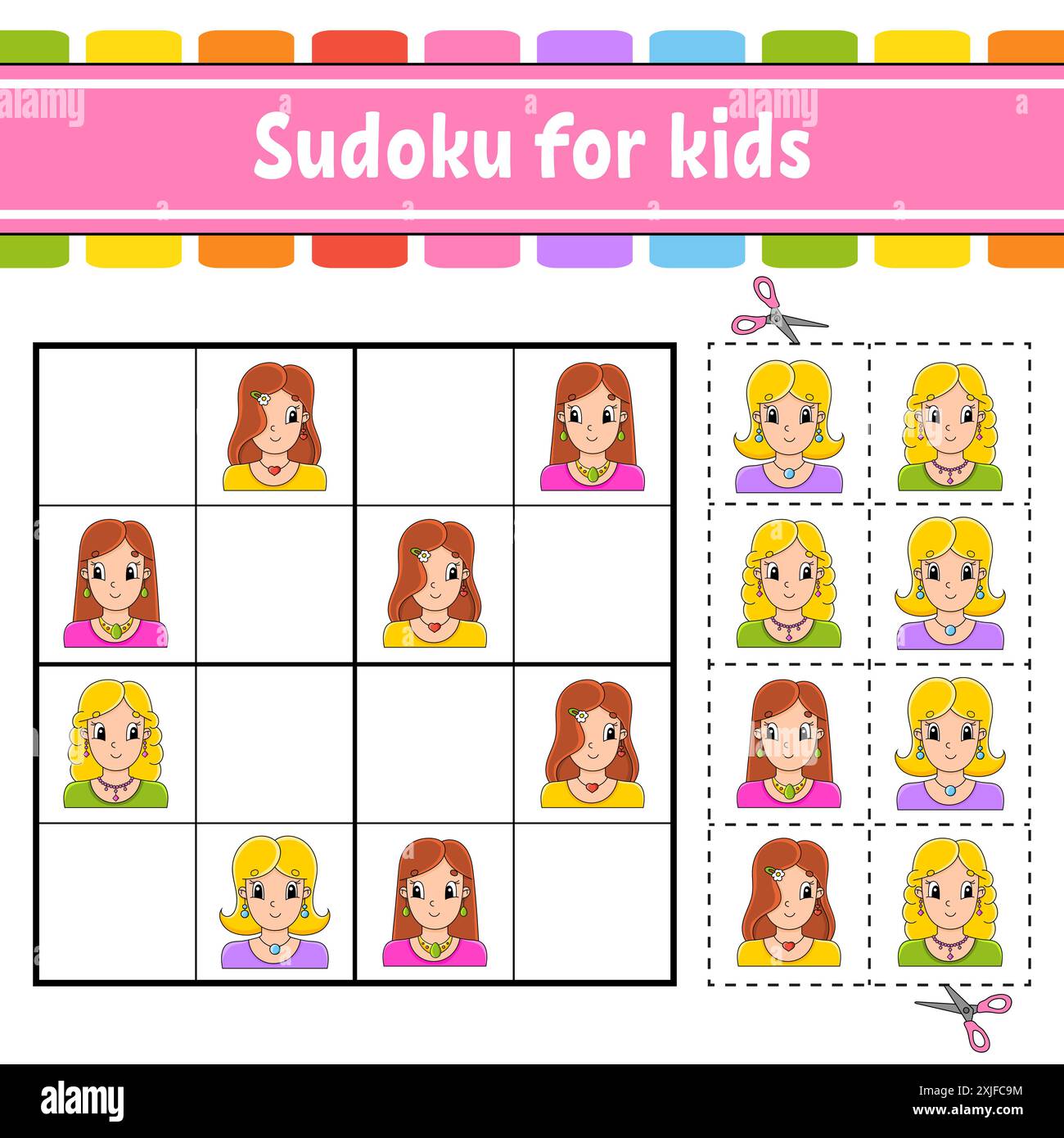 Sudoku for kids. Education developing worksheet. Activity page with ...