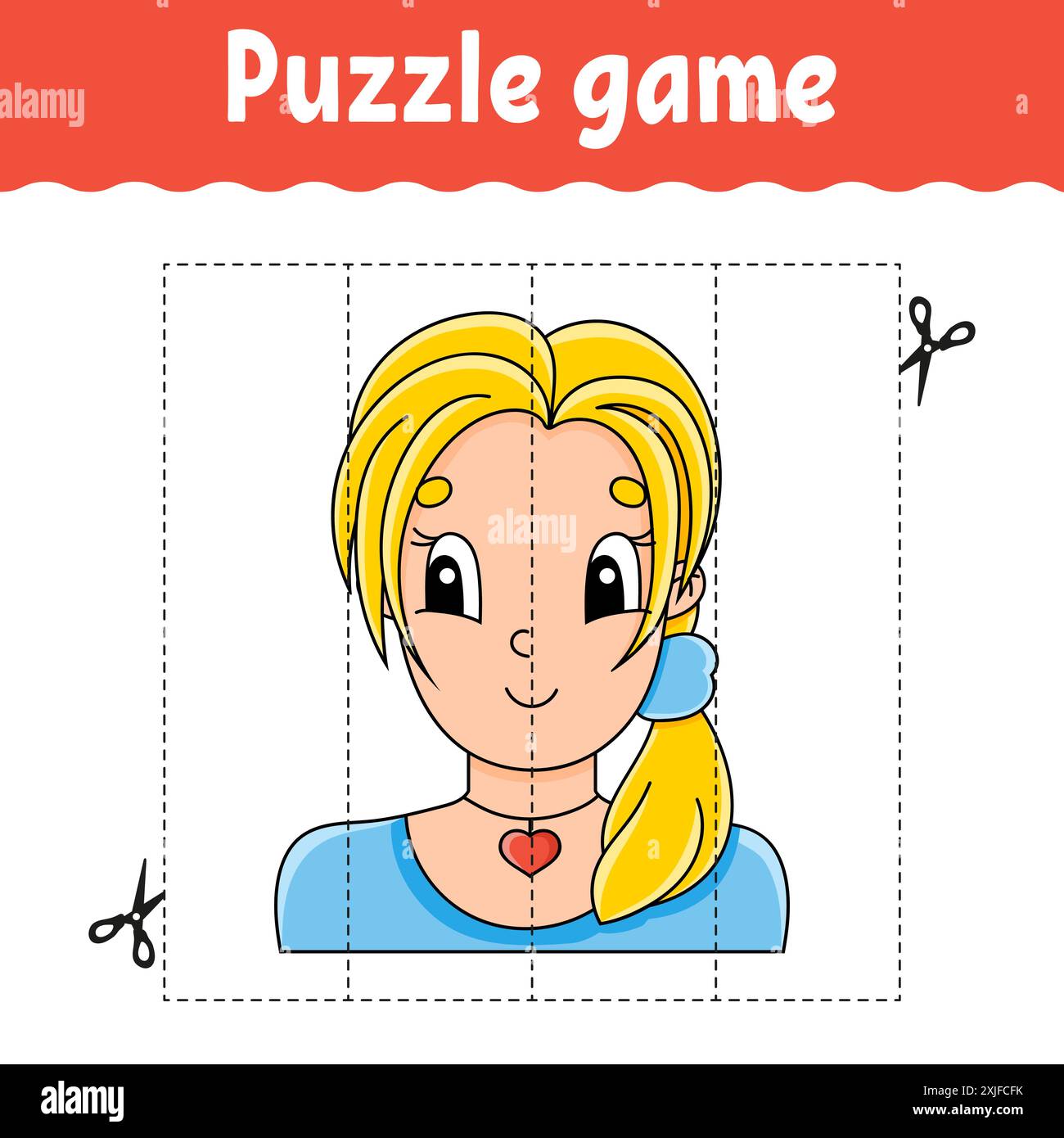Puzzle game for kids. Cutting practice. Education developing worksheet ...