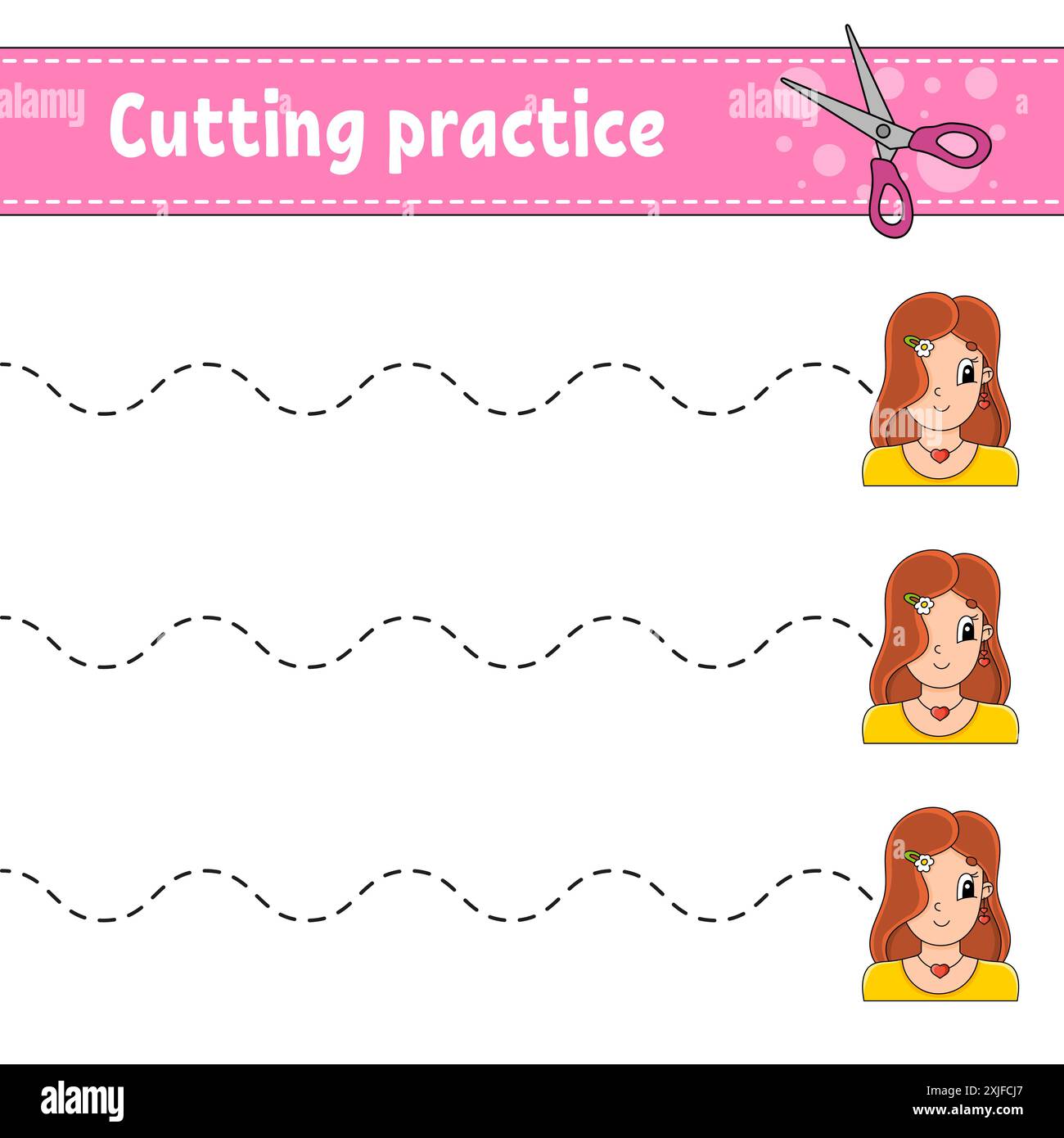 Cutting practice for kids. Education developing worksheet. Activity ...