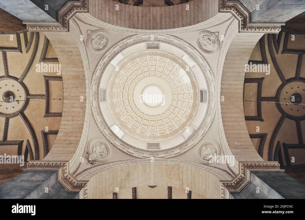 Ceiling of St. Lawrence's Church in Zhovkva. Looking up at the dome ...