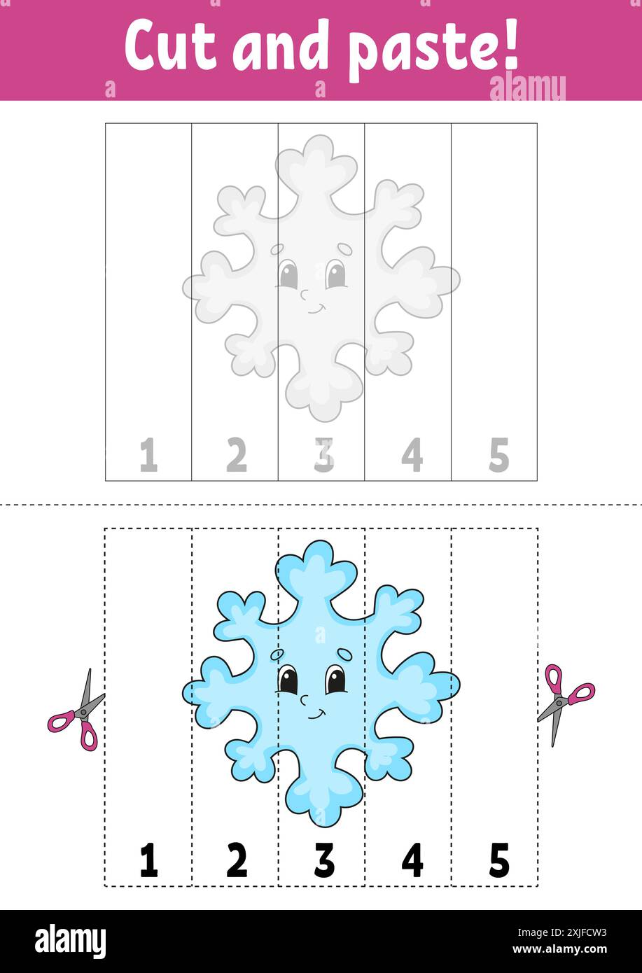 Learning numbers 1-5. Cut and glue. cartoon character. Education ...