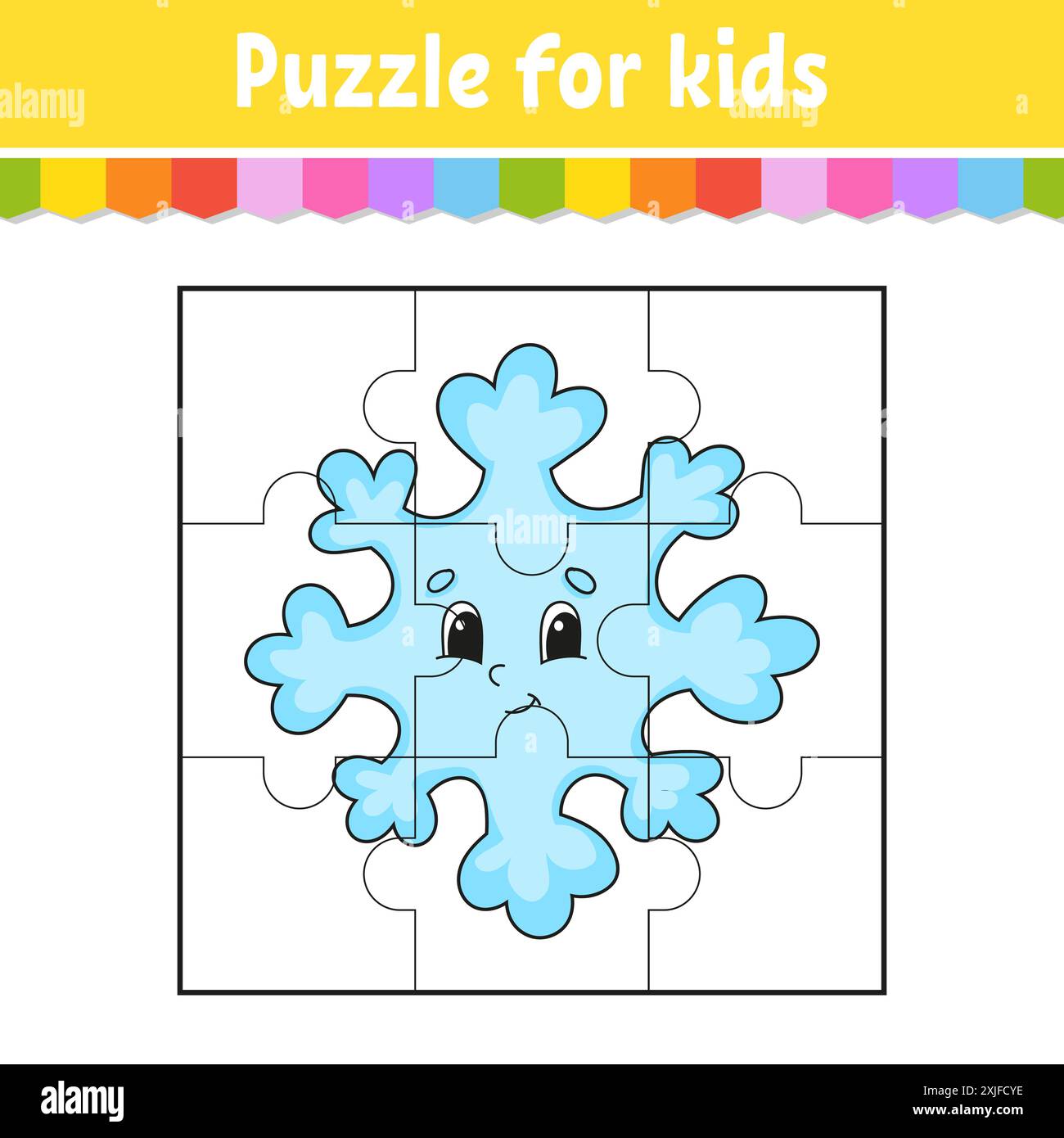 Puzzle game for kids. Jigsaw pieces. Color worksheet. Christmas theme ...