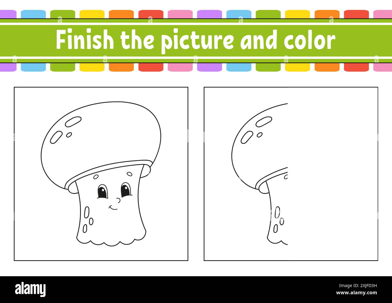 Finish the picture and color. cartoon character isolated on white ...