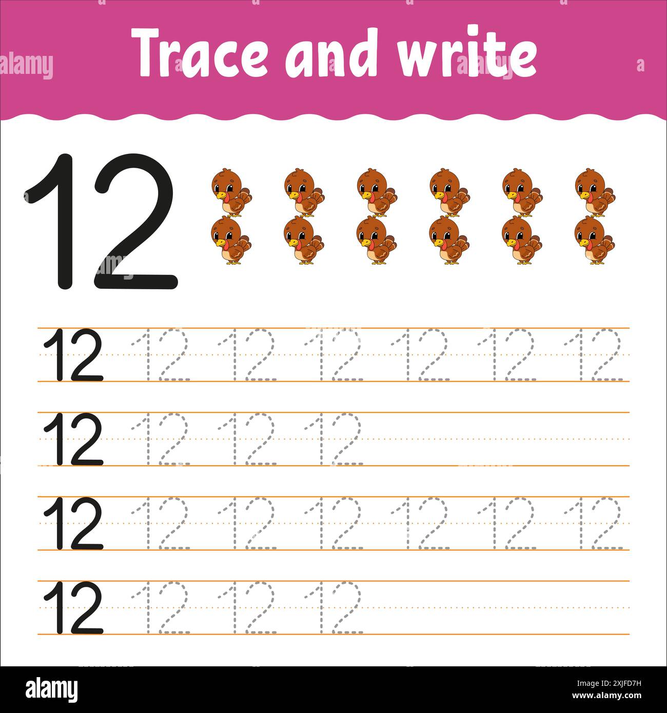Learn Numbers. Trace and write. Handwriting practice. Learning numbers ...