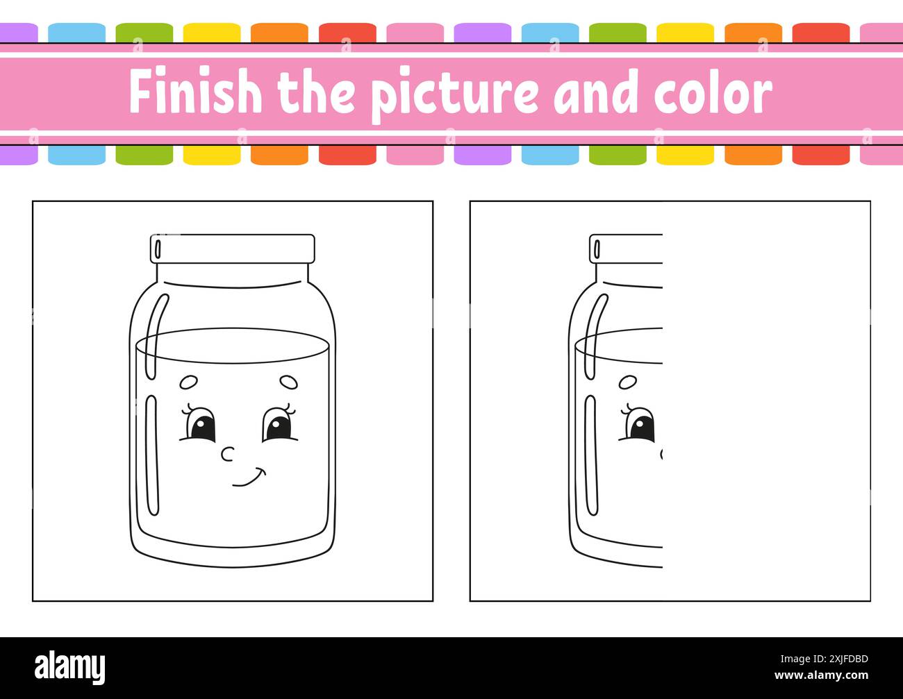 Finish the picture and color. cartoon character isolated on white ...