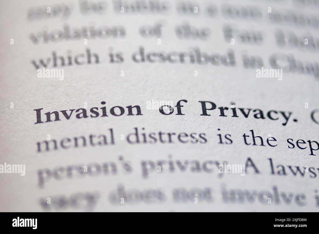 Invasion of Privacy in Business Law Stock Photo - Alamy