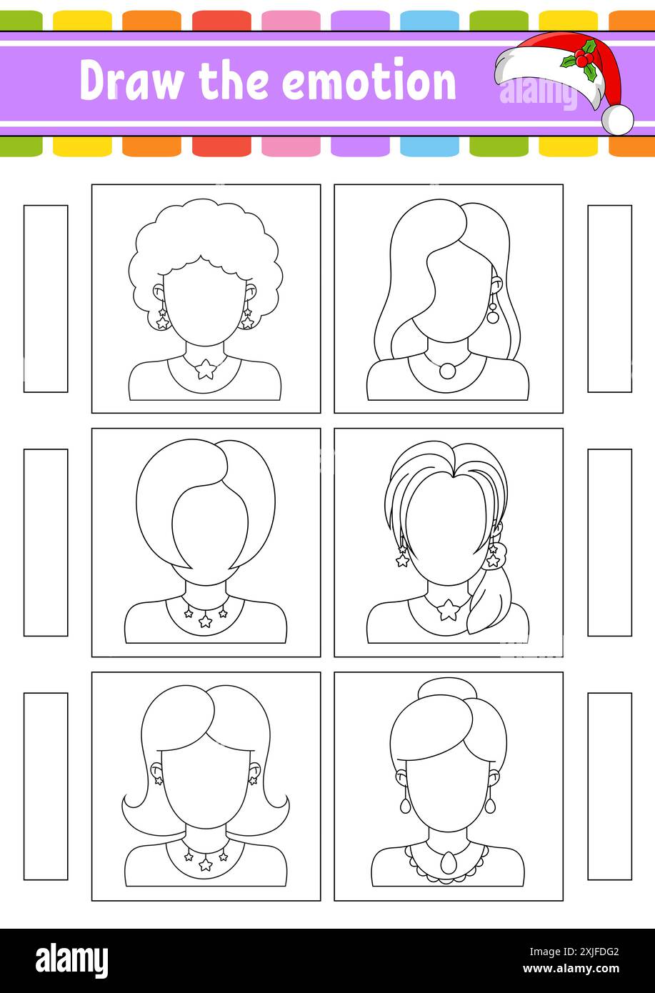 Draw the emotion. Worksheet complete the face. Coloring book for kids ...