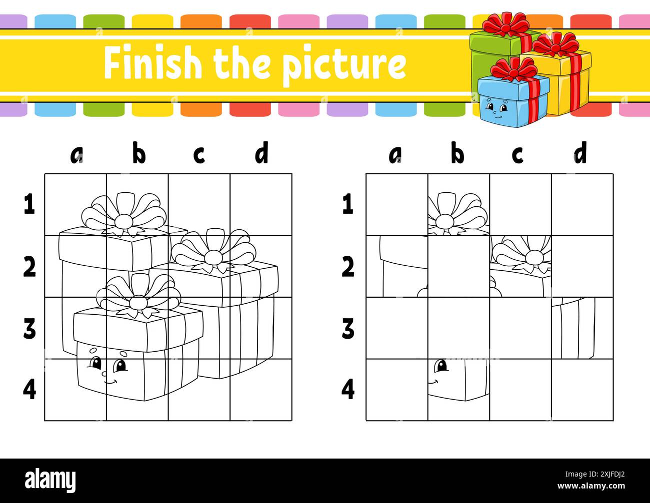 Finish the picture. Coloring book pages for kids. Education developing ...
