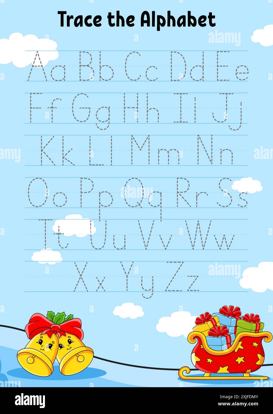 Writing letters. Tracing page. Practice sheet. Worksheet for kids. Learn alphabet. Cute ...