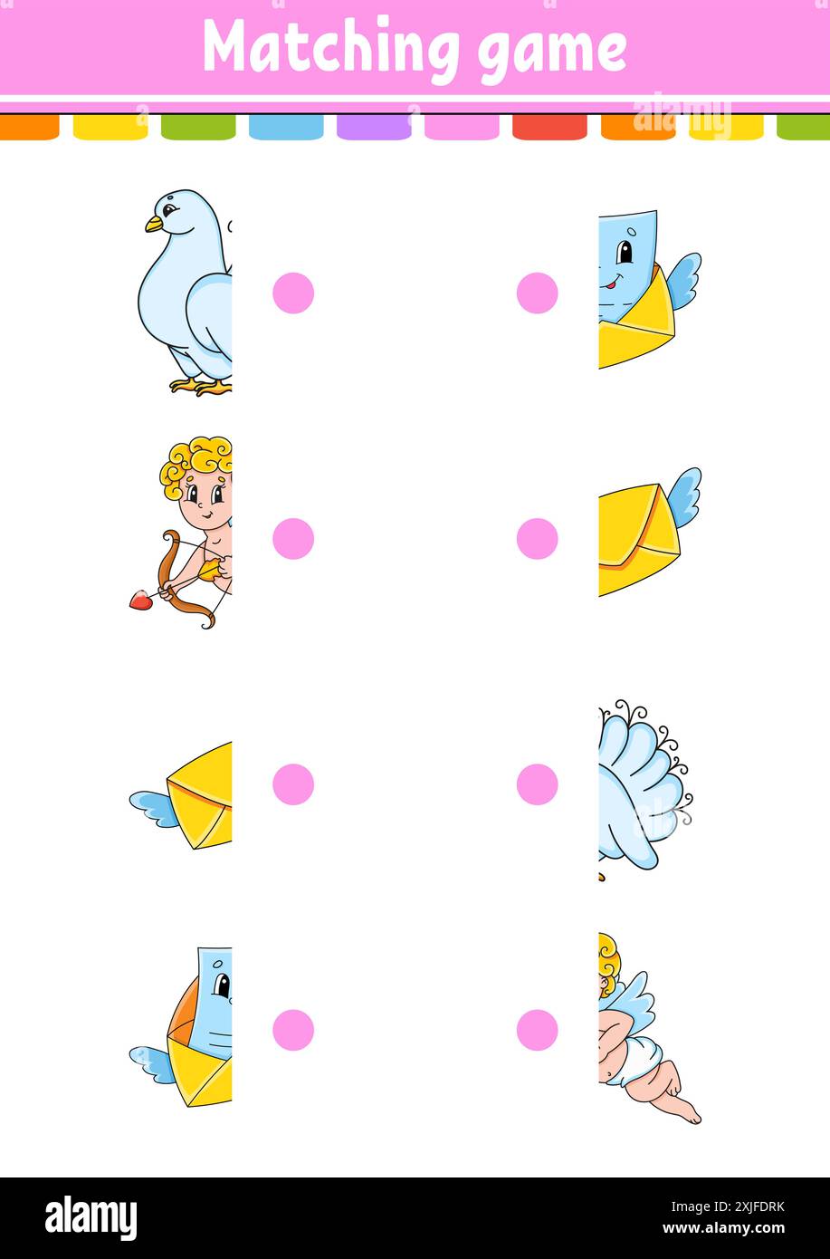 Matching game. Draw a line. Education developing worksheet. Activity ...