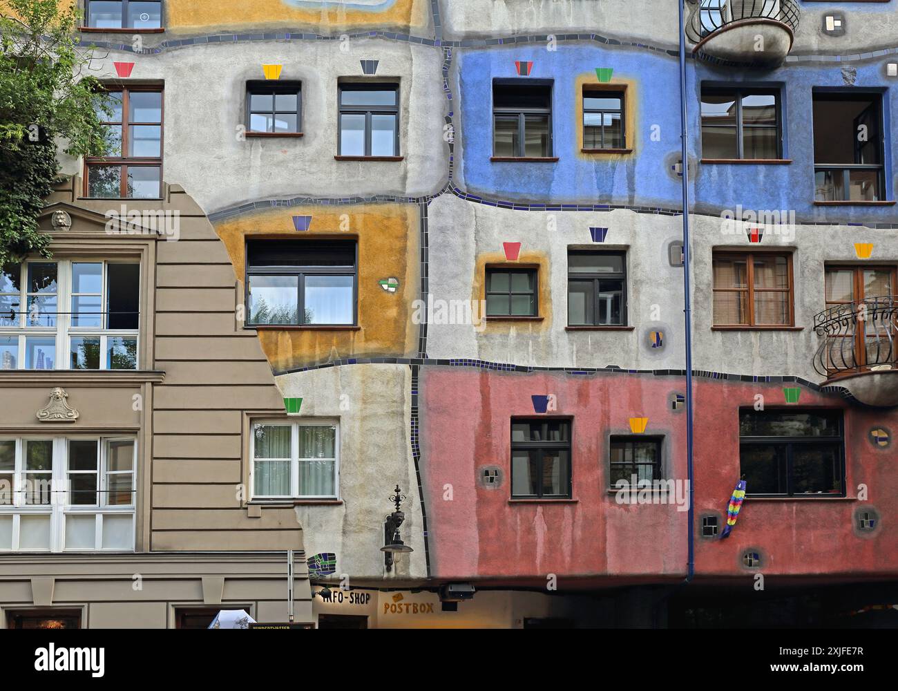 Vienna, Austria - July 12, 2015: Colourful Facade at Organic Apartments ...