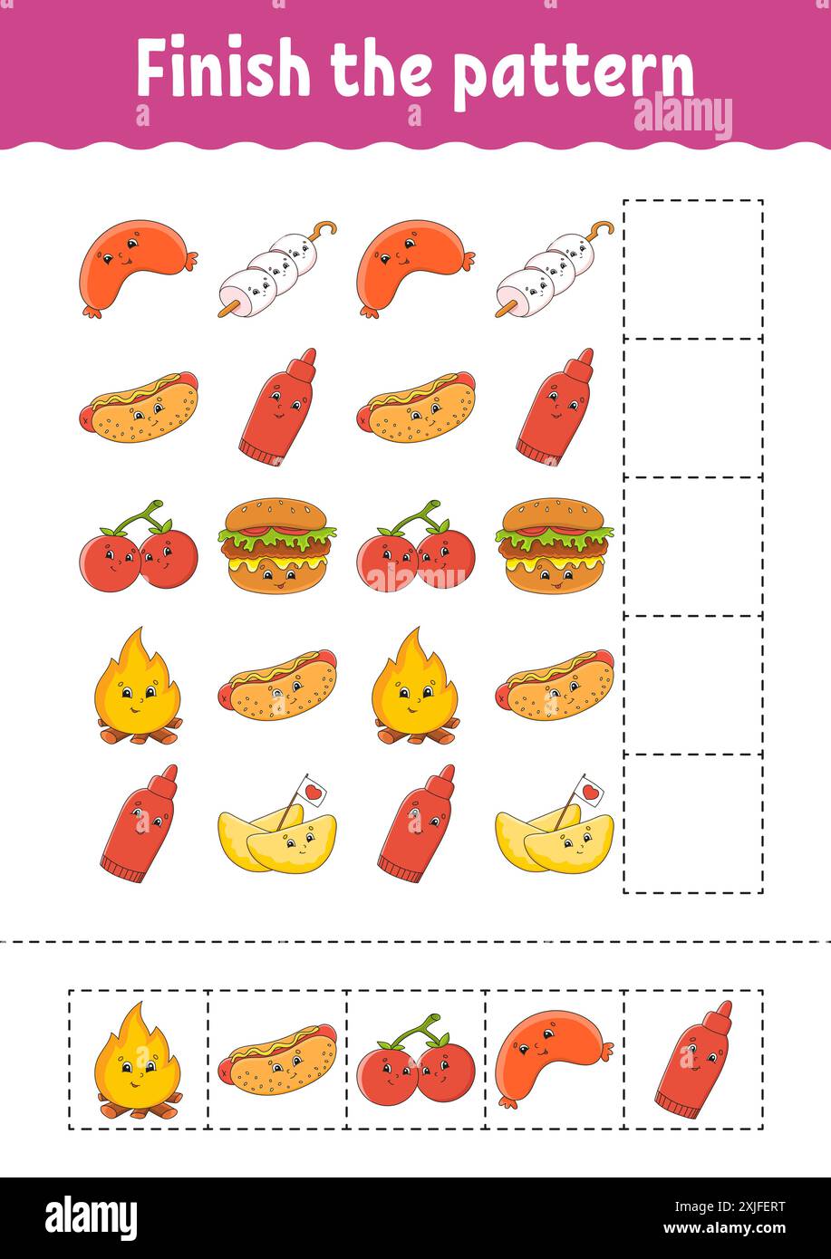 Finish the pattern. Cut and play. Education developing worksheet ...