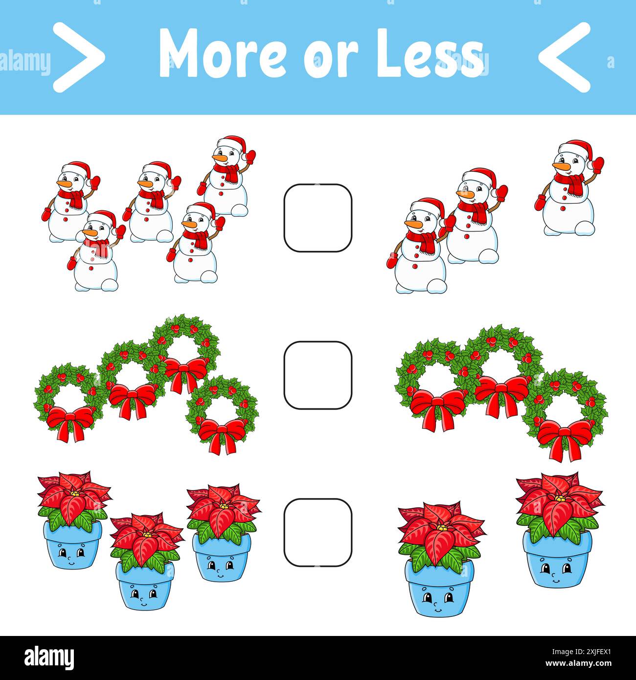 More or less. Educational activity worksheet for kids and toddlers ...