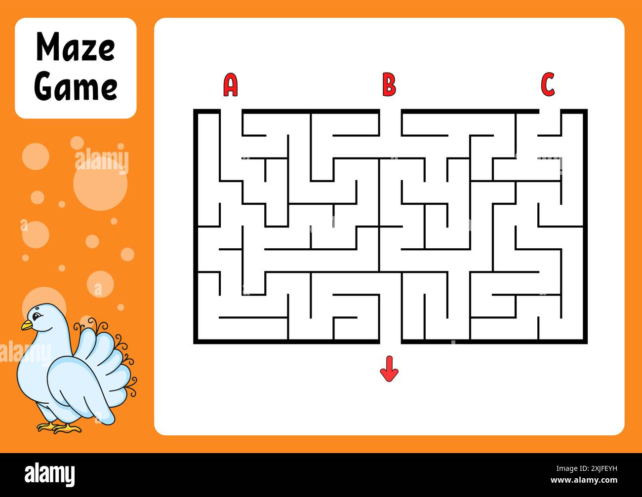 Rectangle maze. Game for kids. Three entrances, one exit. Education ...
