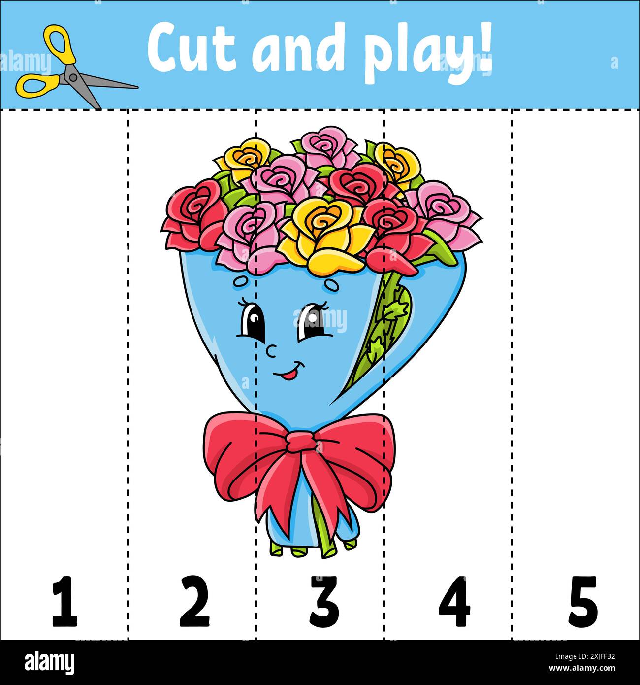 Learning numbers 1-5. Cut and play. Education worksheet. Game for kids ...