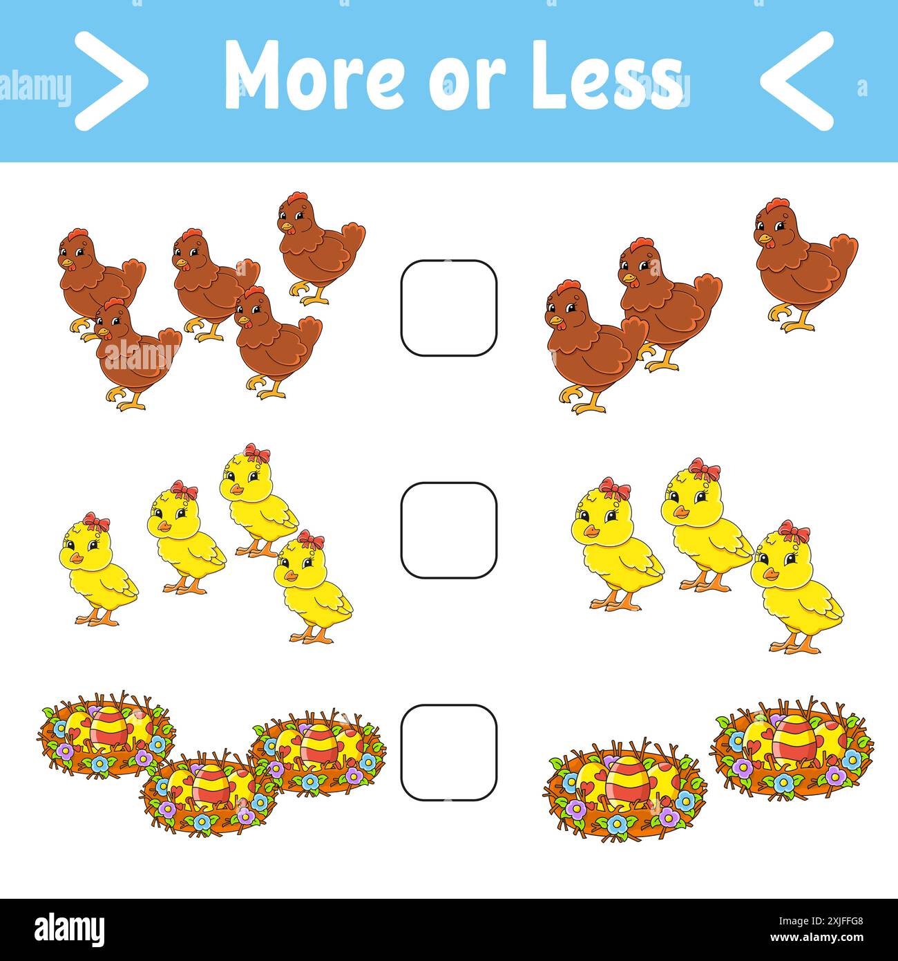 More or less. Educational activity worksheet for kids and toddlers ...