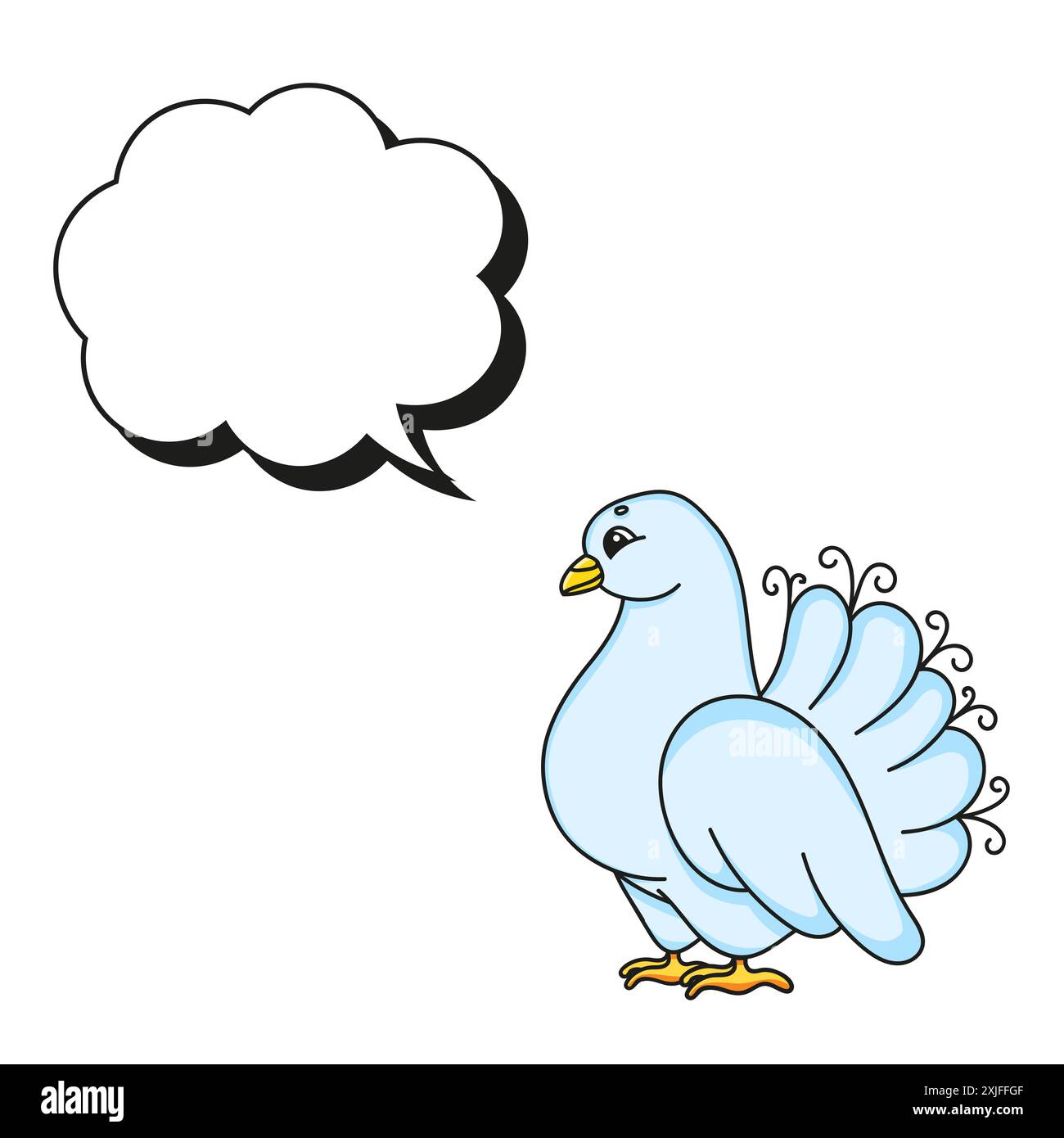 Speech bubble. With a cute cartoon character. Hand drawn. Thinking ...