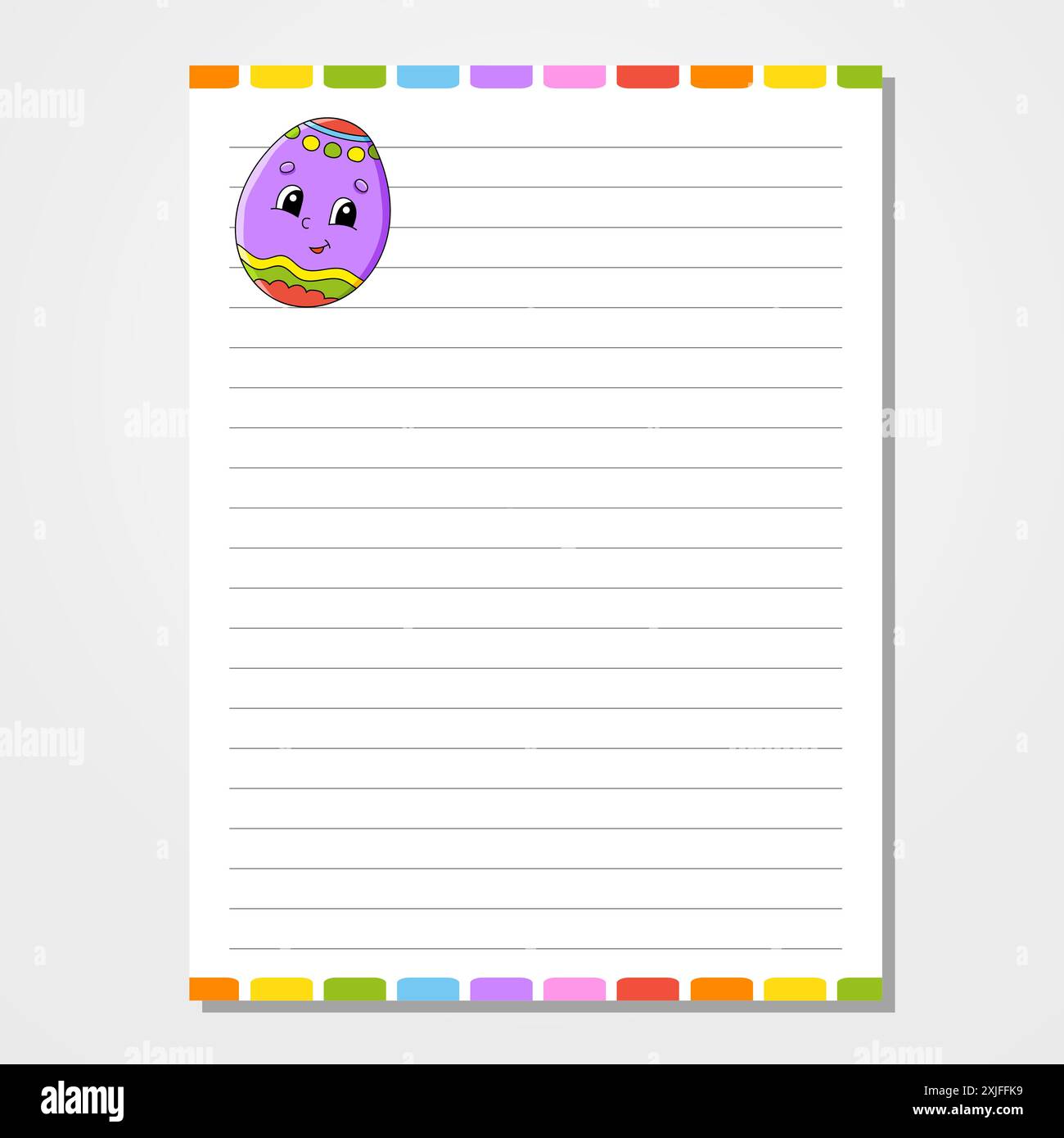 Sheet template for notebook, notepad, diary. Lined paper. Cute ...