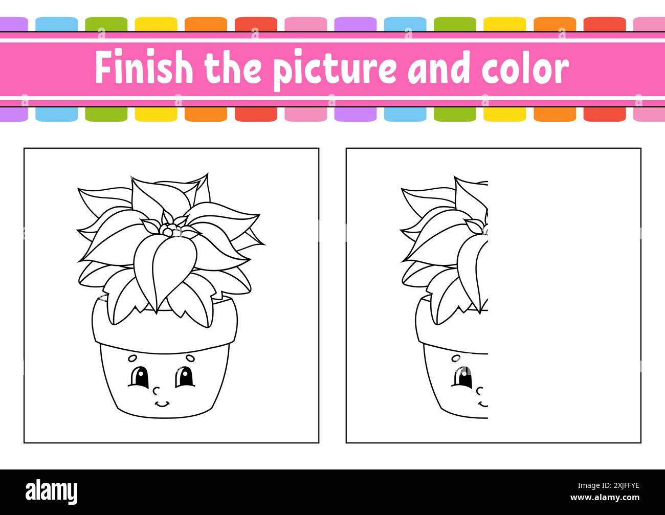 Finish the picture and color. cartoon character isolated on white ...