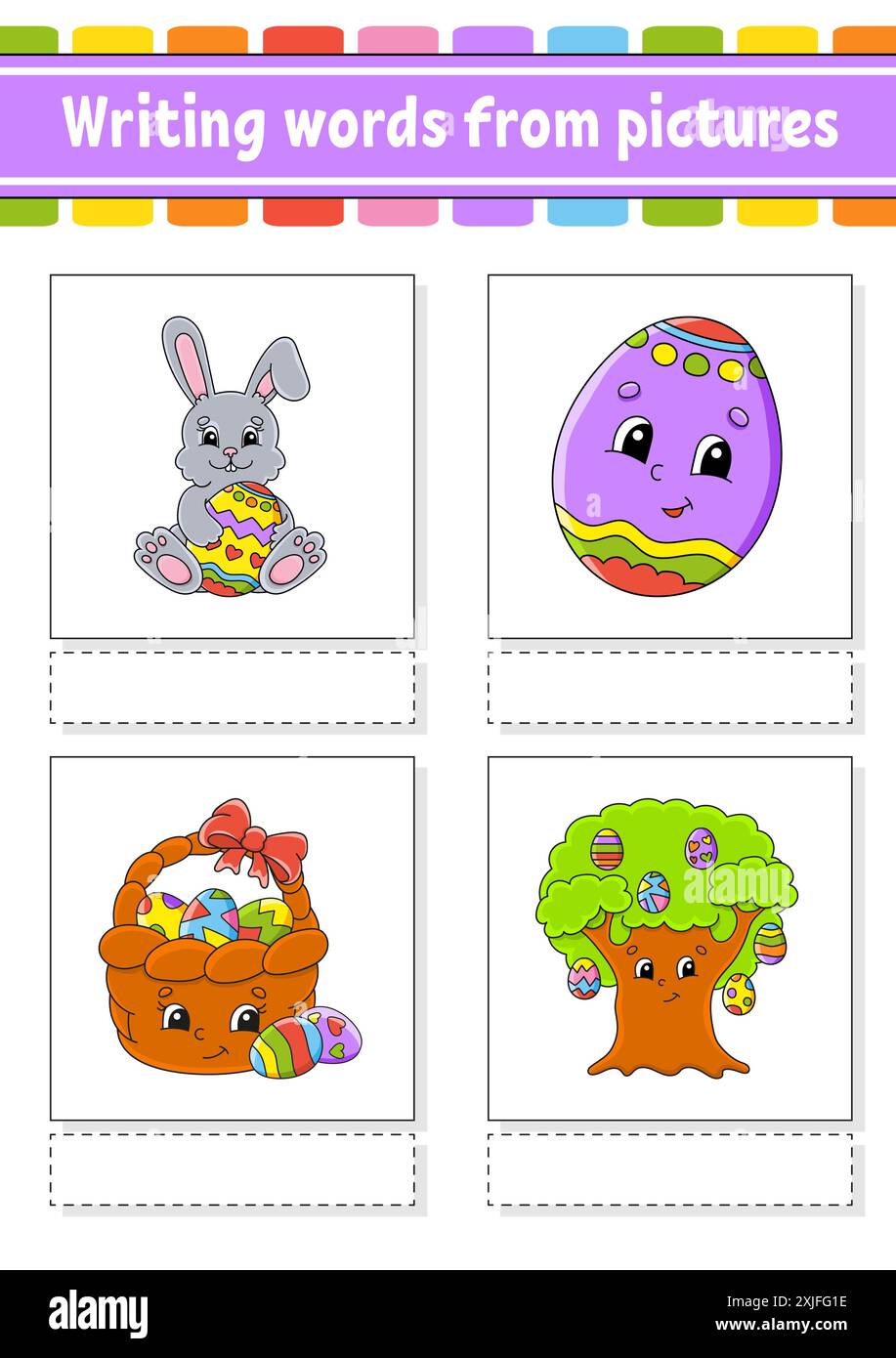 Writing words from pictures. Learn English words. Education developing ...