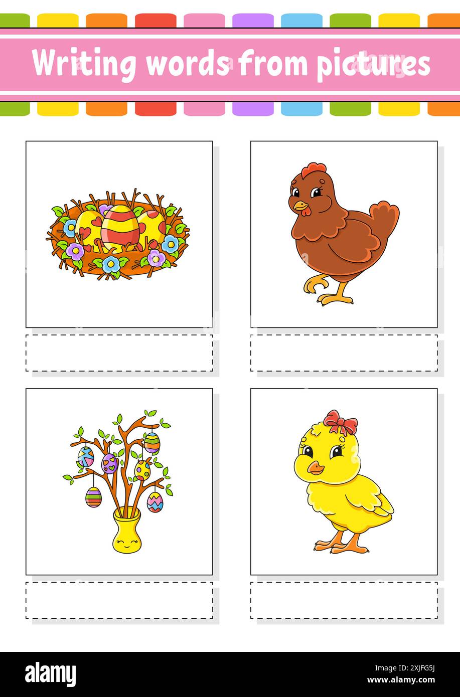 Writing words from pictures. Learn English words. Education developing ...