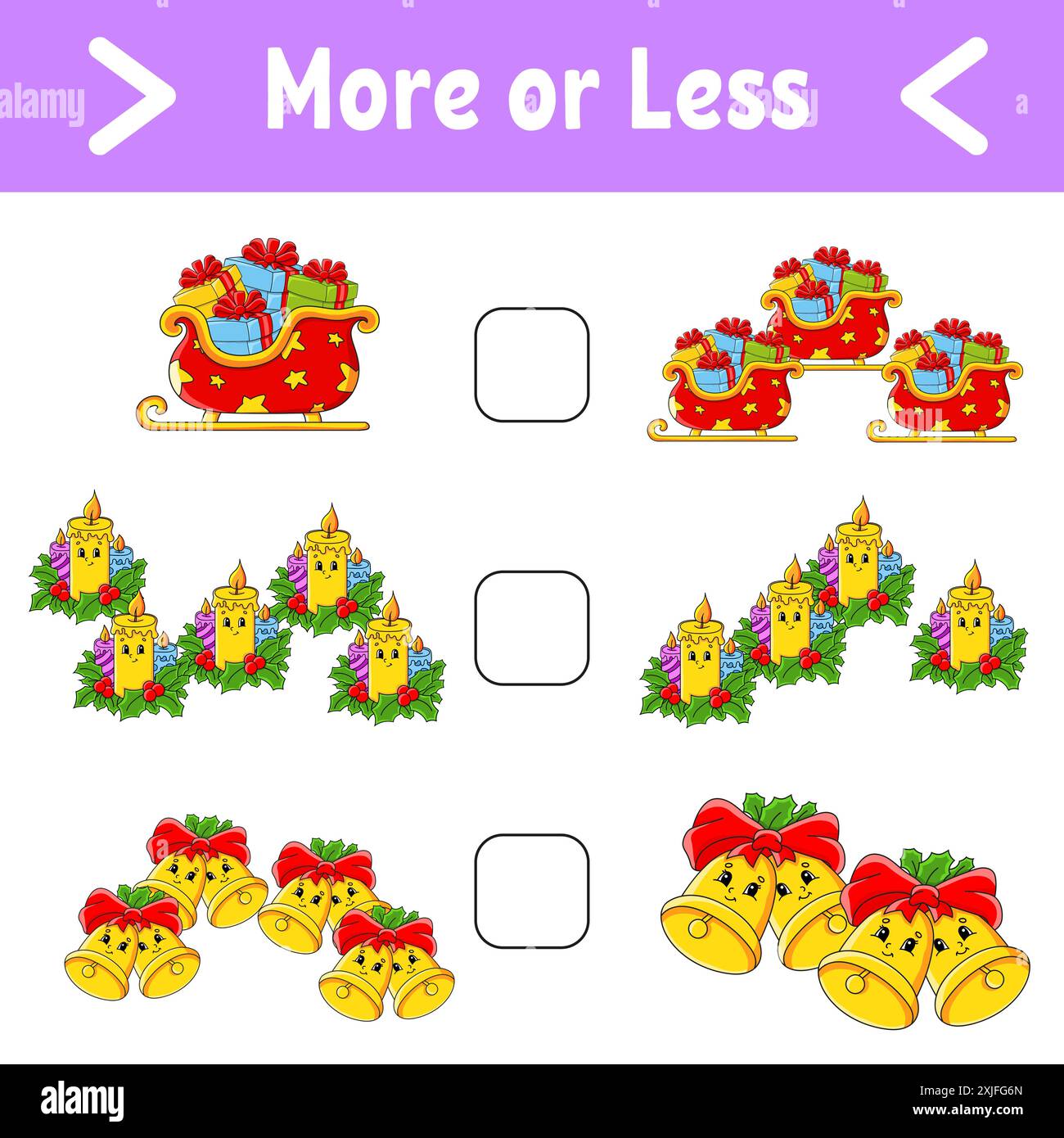 More or less. Educational activity worksheet for kids and toddlers ...