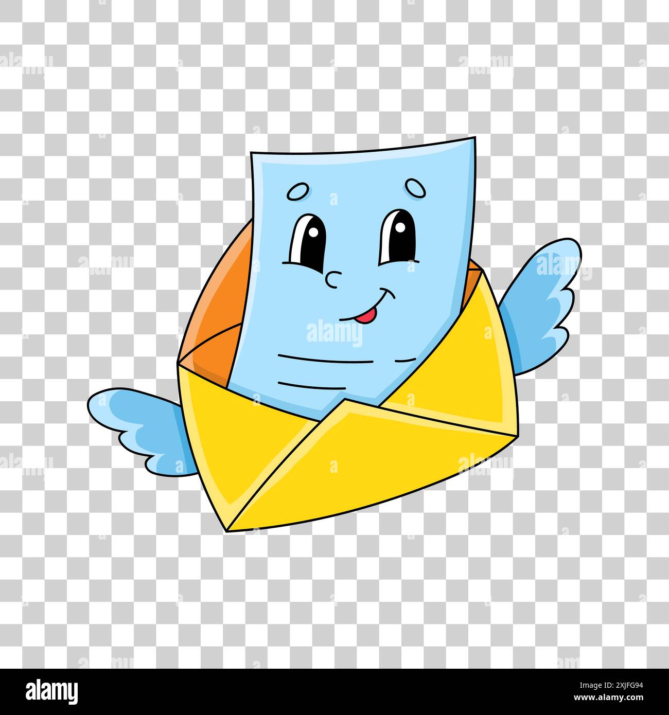 Cute cartoon character sticker. Isolated on transparent background ...