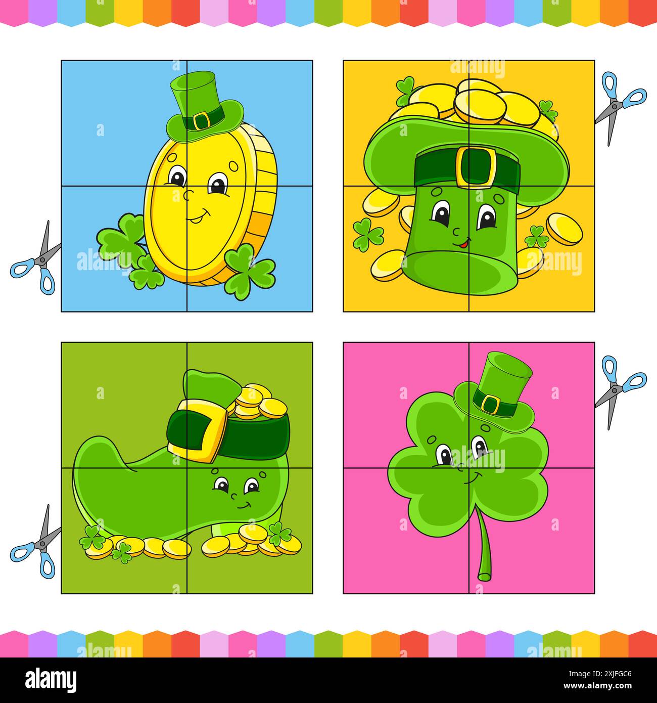 Cut and play. Paper game with glue. Flash cards. Education worksheet ...