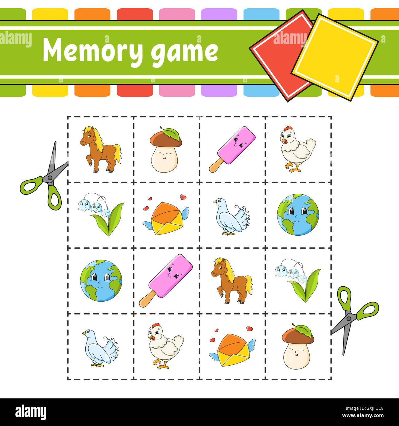 Memory game for kids. Education developing worksheet. Activity page ...