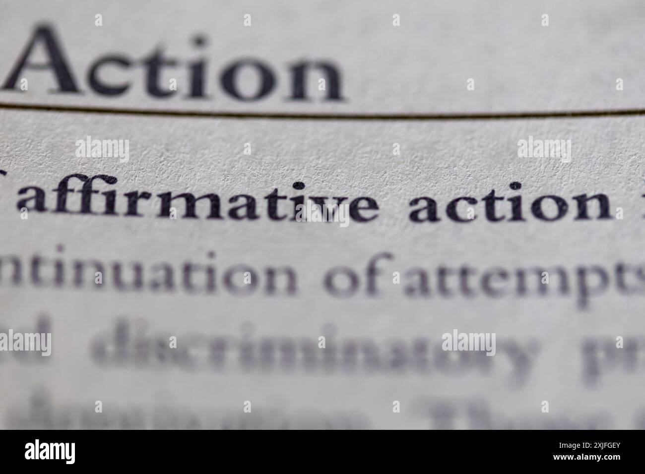 Affirmative action printed in text on page as visual aid or business ...
