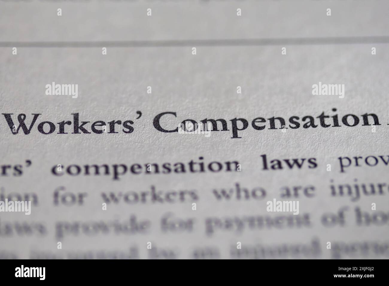 workers compensation printed in text on page as visual aid or business ...