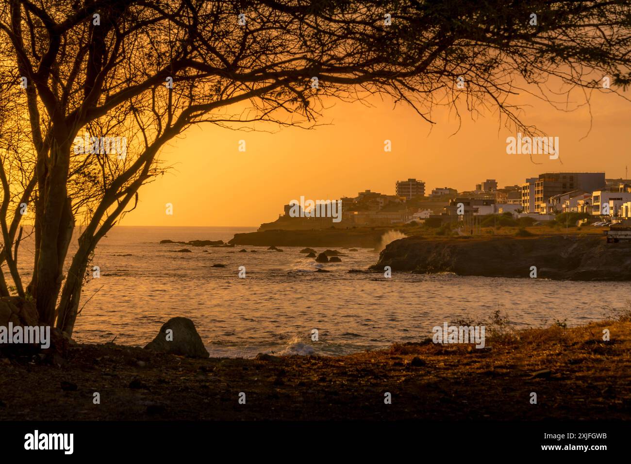 The panorama of Praia, the capital of Cape Verde archipelago, on ...