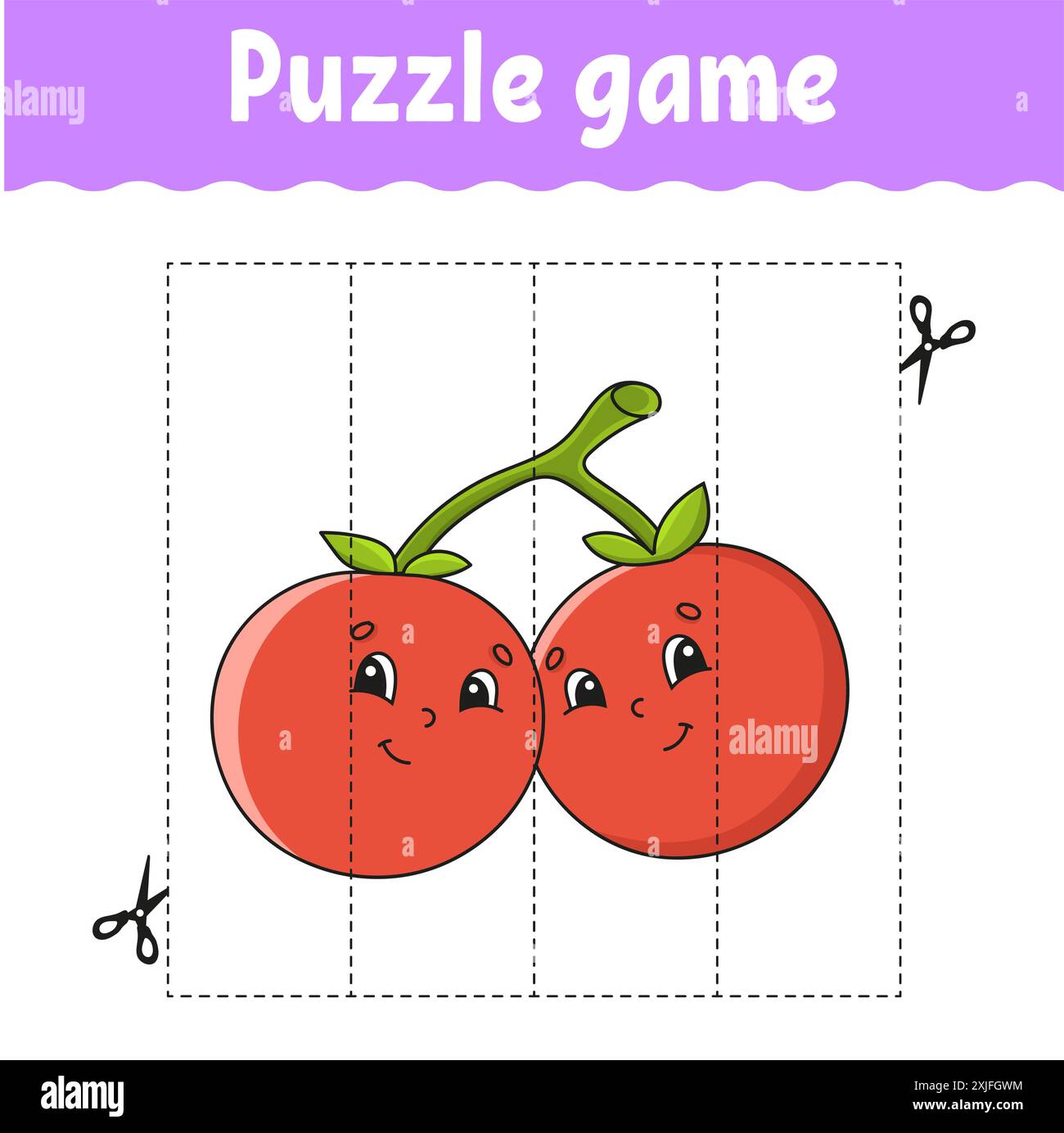 Puzzle game for kids. Cutting practice. Education developing worksheet ...