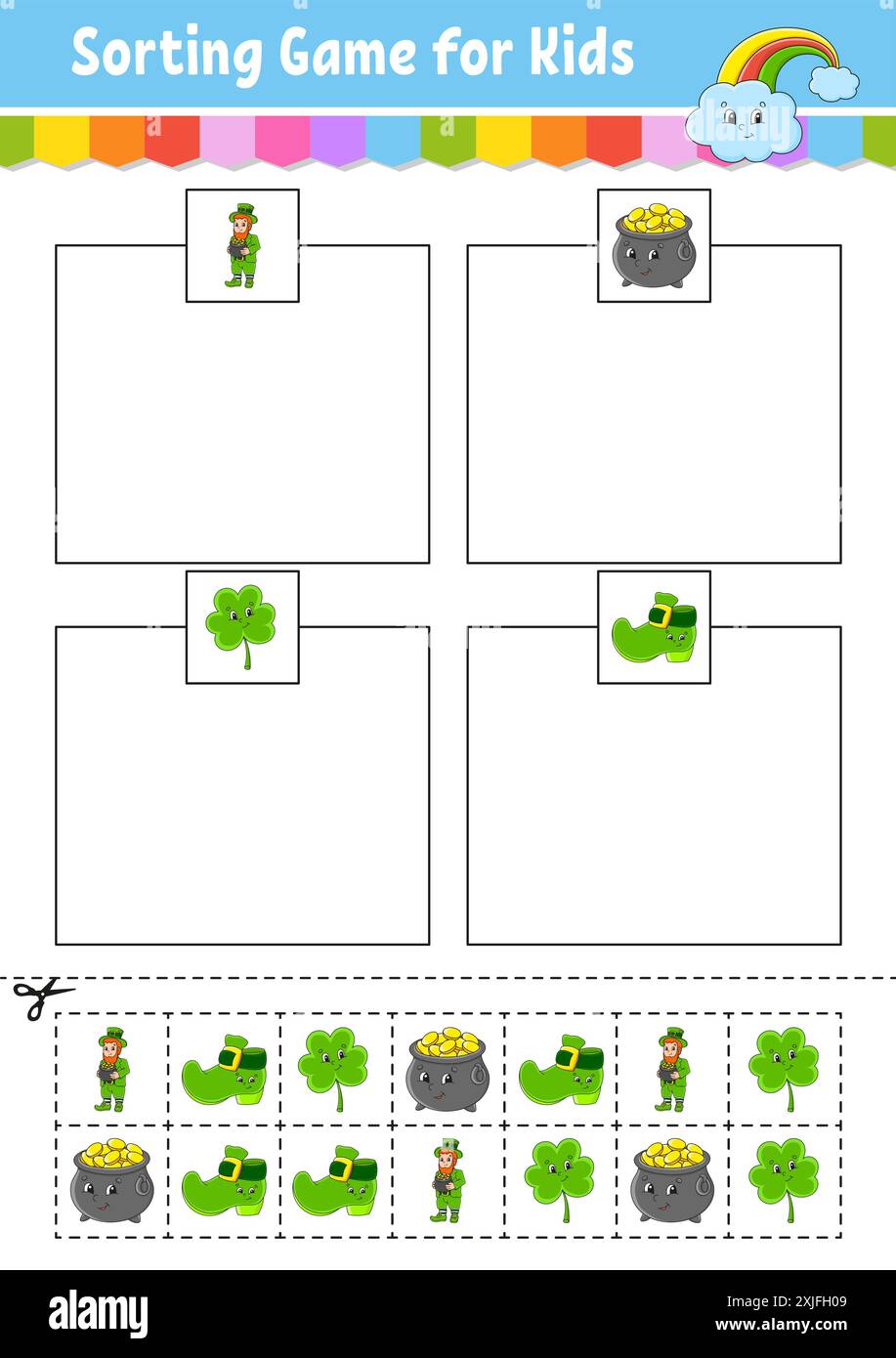 Sorting game for kids. Cut and glue. Education developing worksheet ...