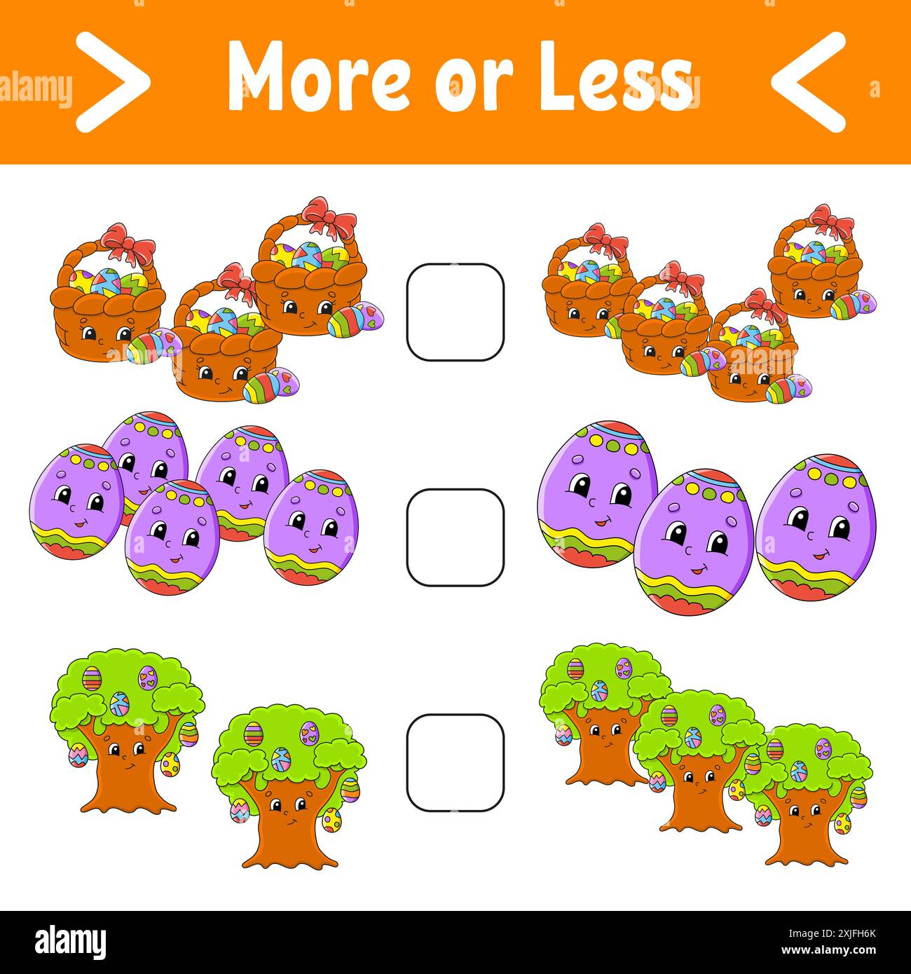 More or less. Educational activity worksheet for kids and toddlers ...