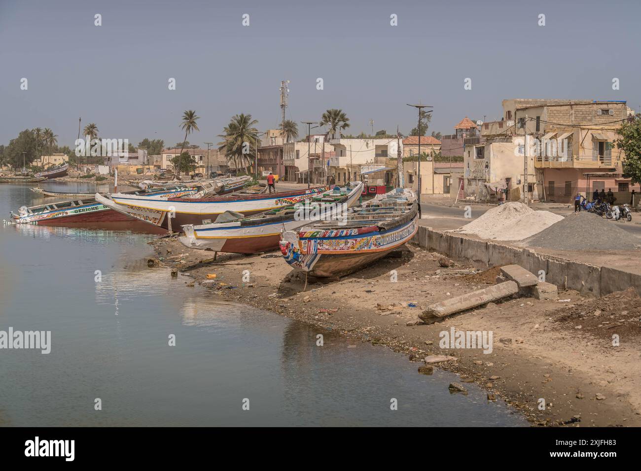The fishing boats on the shore at Saint-Louis, Senegal, in the poor ...
