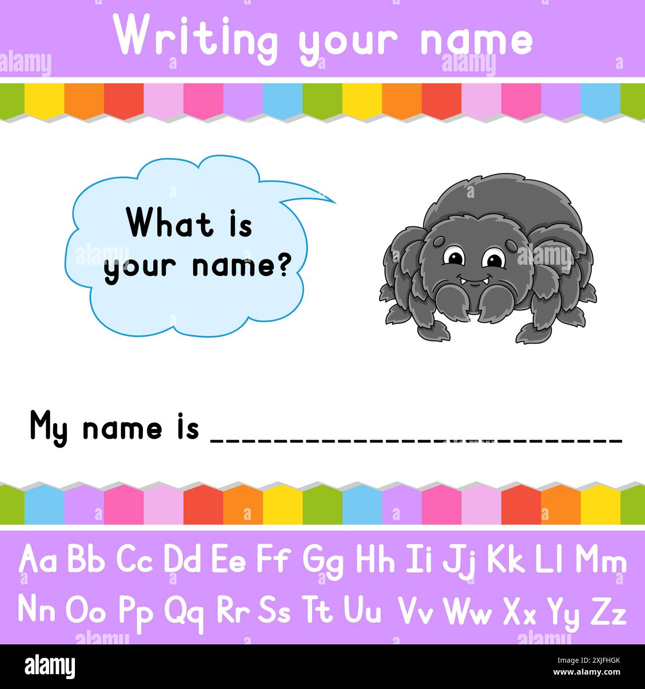 Writing your name. Educational activity worksheet for kids and toddlers ...