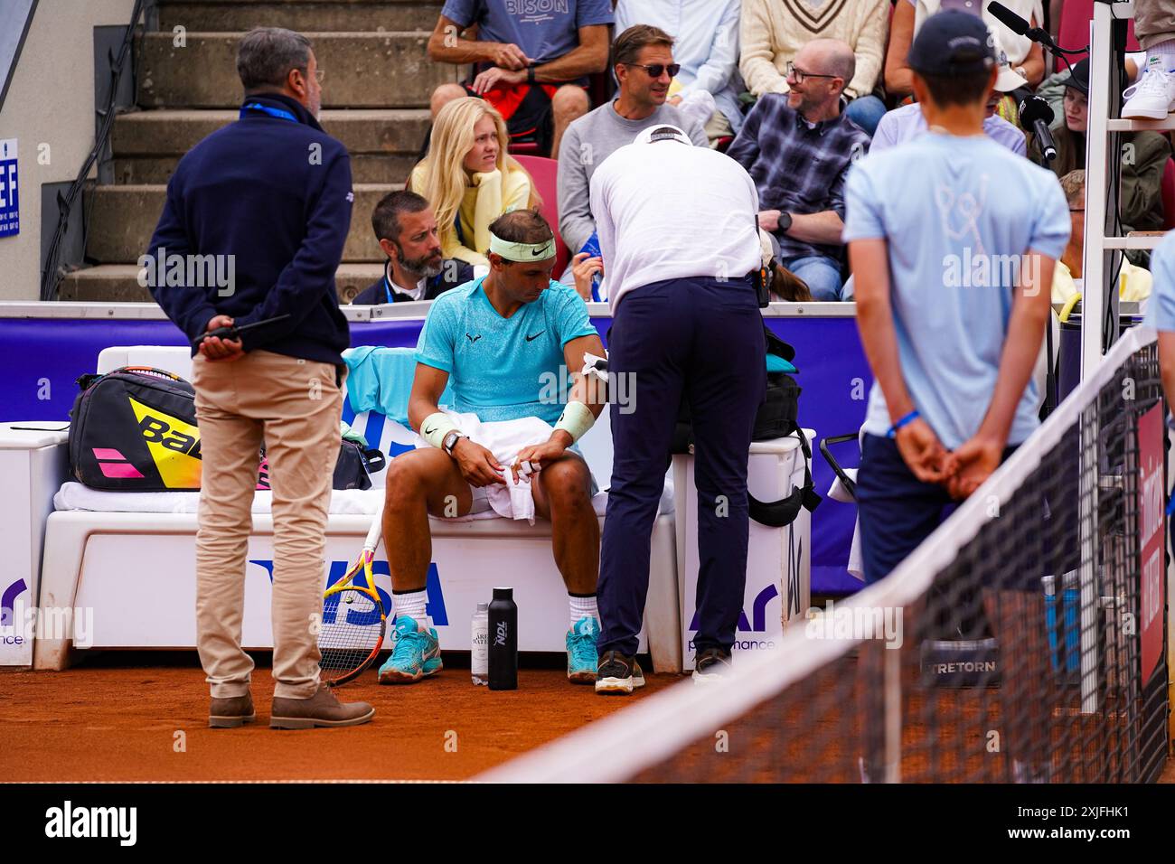 Båstad, ATP 250, Sweden, 07 18 2024, He calls in the physiotherapist ...