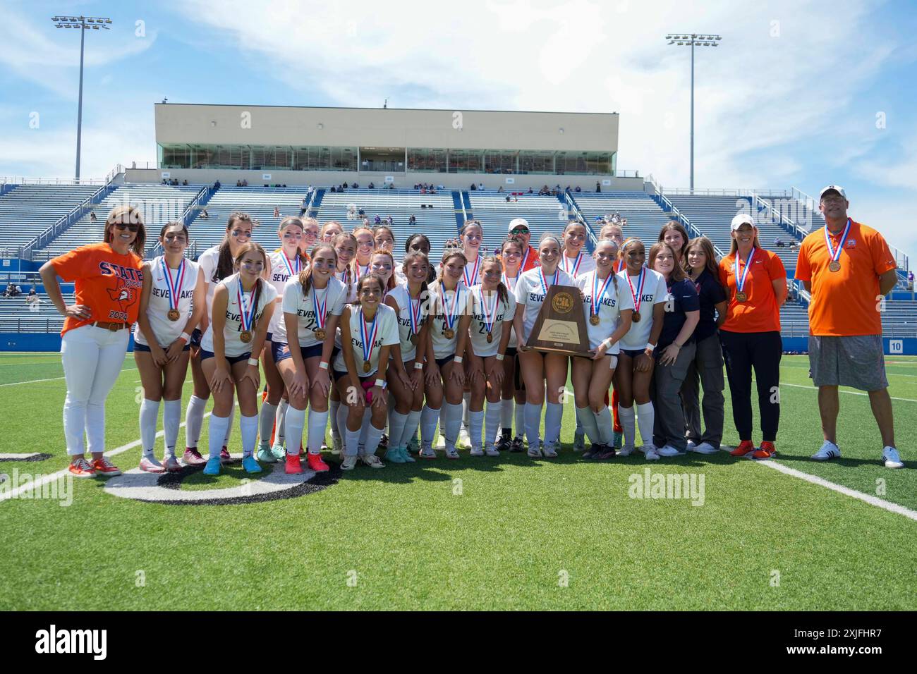 Katy Seven Lakes team members pose with semifinalist trophy after ...