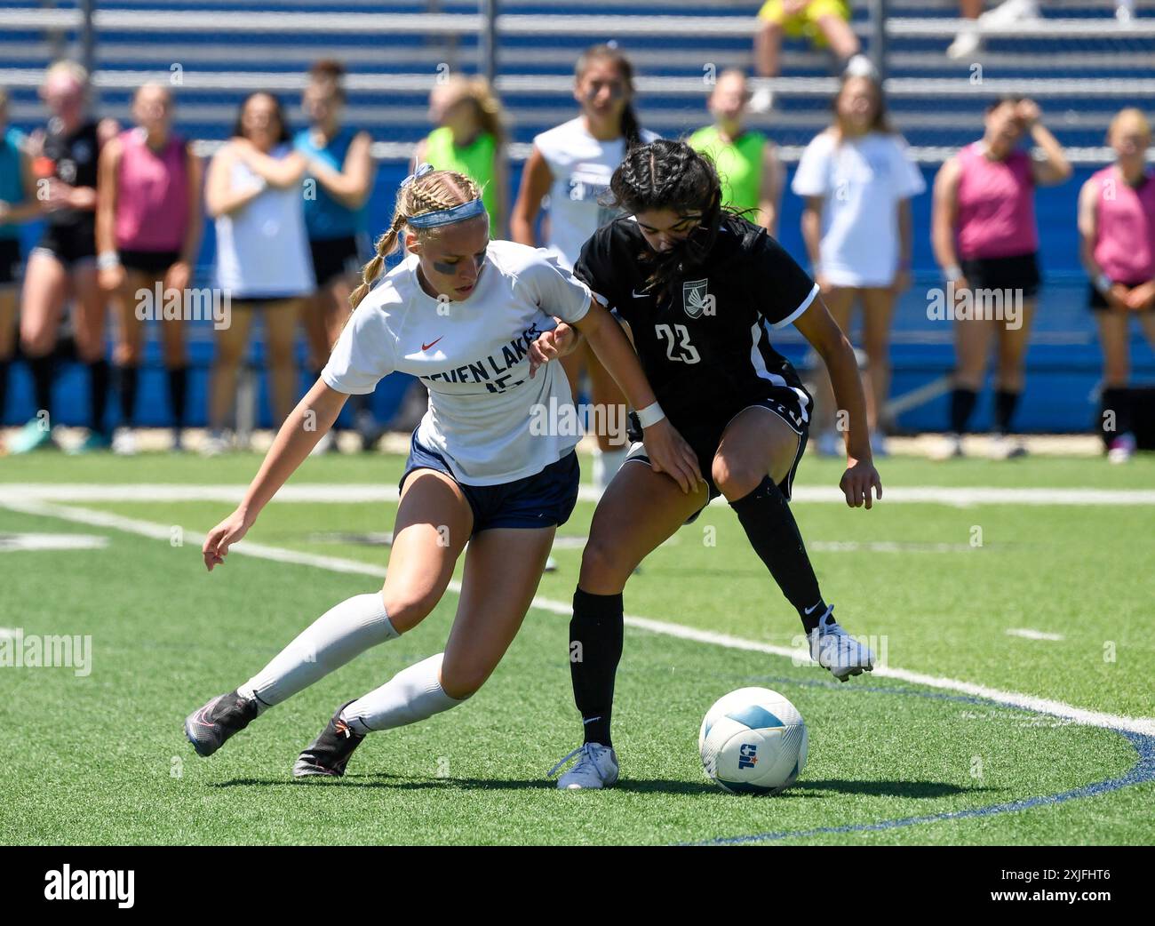 Seven Lakes' #15 Kennedy Reed battles Prosper's #23 Samantha Tover for ...
