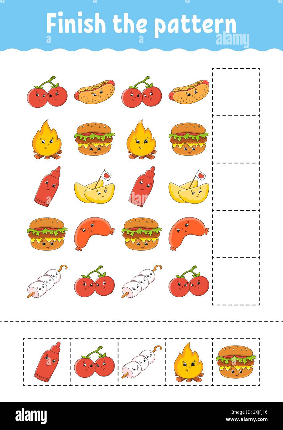 Finish the pattern. Cut and play. Education developing worksheet ...