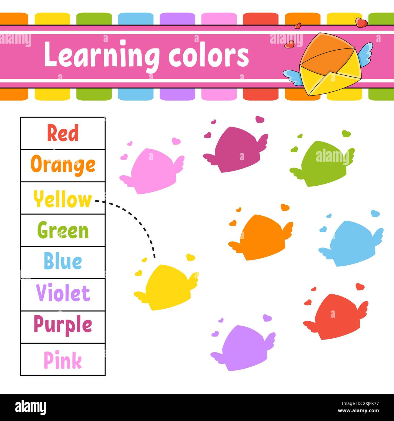 Learning colors. Education developing worksheet. Activity page with ...