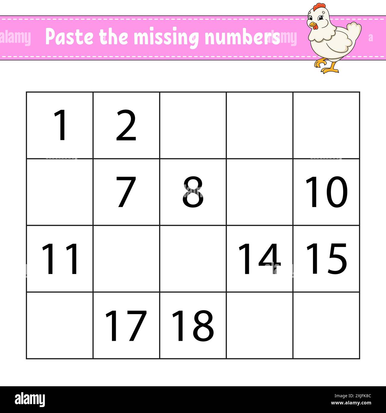 Paste the missing numbers 1-20. Game for children. Handwriting practice ...
