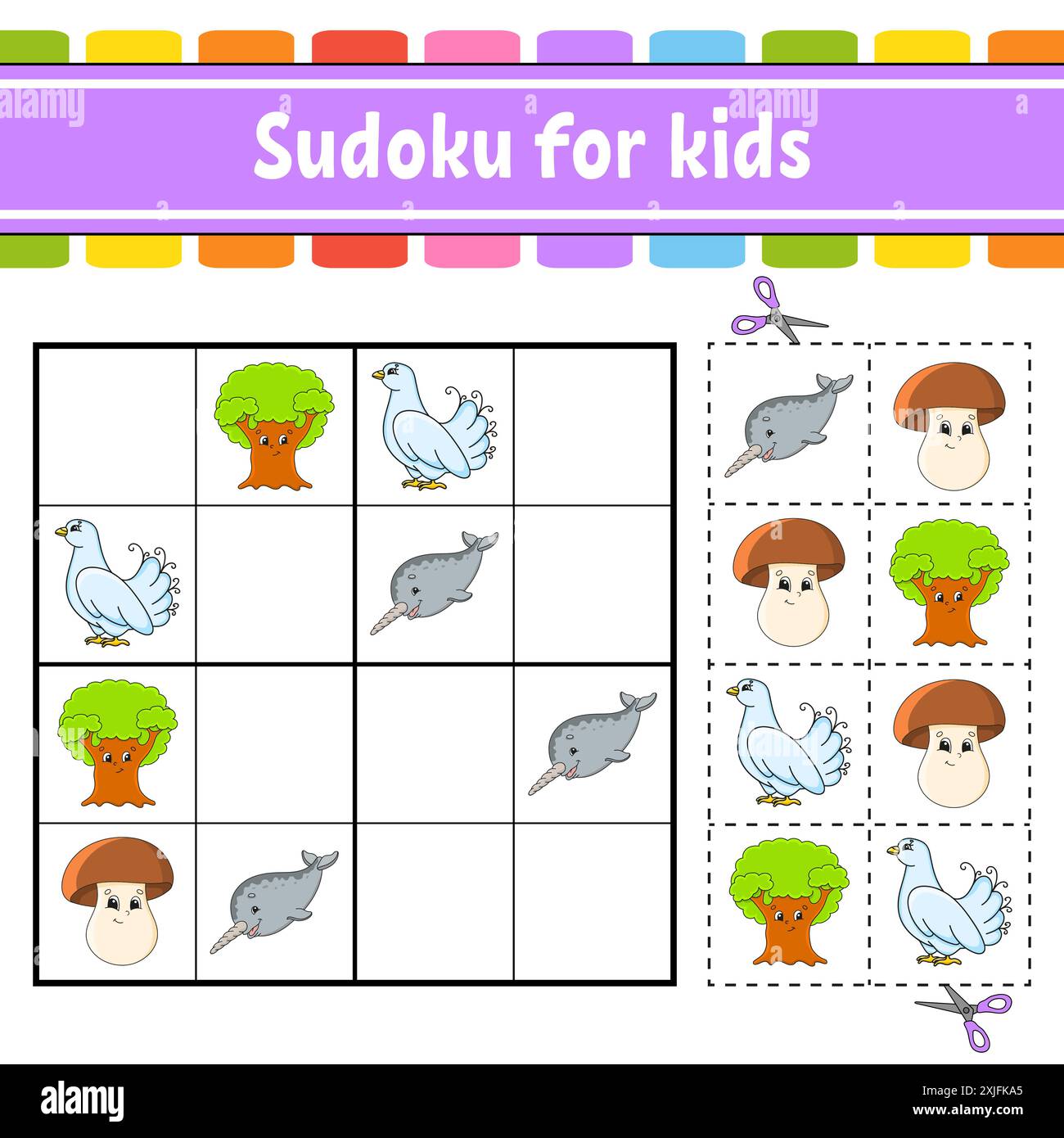 Sudoku for kids. Education developing worksheet. Activity page with ...